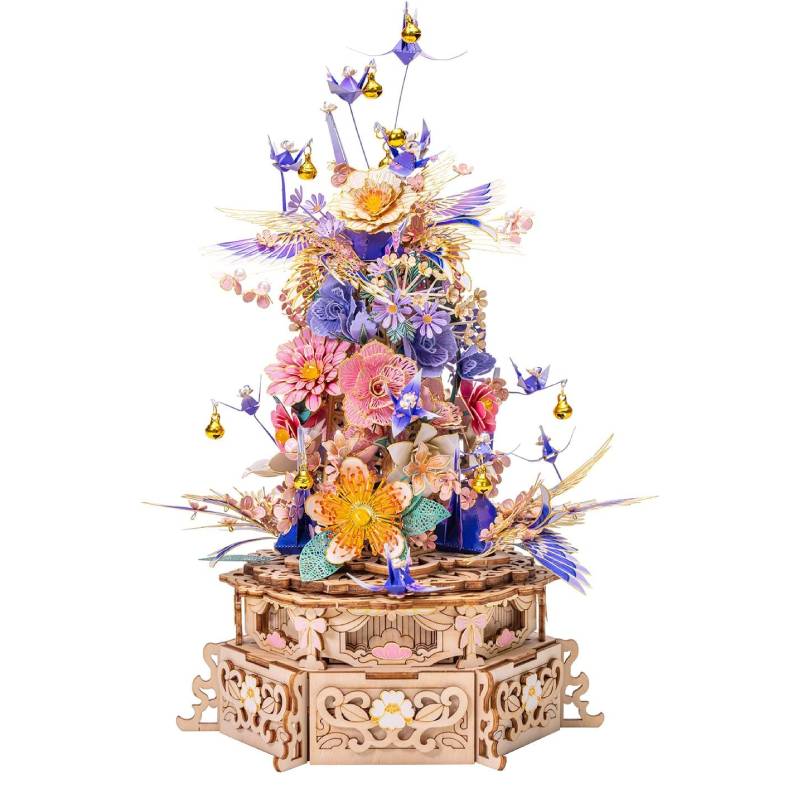 DIY 3D Wooden Music Box with Metal Flower – wewowood